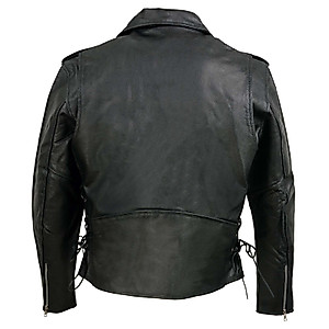 EVENT LEATHER EL5411 Men's Black Classic Side Lace Motorcycle Leather Jacket – Motorcycle Riding Jackets - X-Large