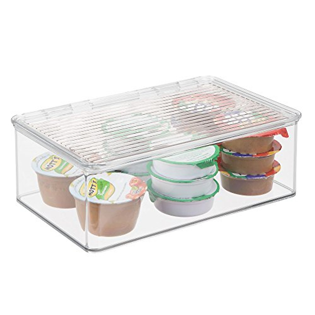 iDesign BPA-Free Plastic Pantry and Kitchen Storage, Stackable Freezer and Fridge Organizer Lidded Bin – 7.25" x 10.75" x 3.75", Clear