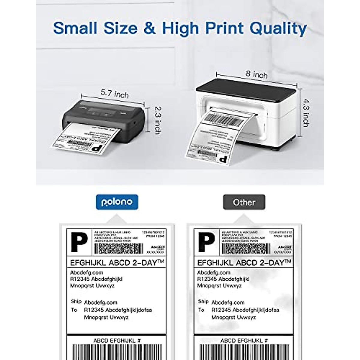 POLONO A400 Bluetooth Thermal Label Printer - 4x6 Label Printer for Small Business Shipping Packages - Portable Printer, Direct Thermal Shipping Labels 2Rolls (80 Labels/Roll)