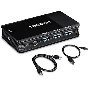 TRENDnet 4-Port USB 3.1 Sharing Switch, TK-U404, 4 x USB 3.1 for Computers, 4 x USB 3.1 for Devices, Flash Drive Sharing, Scanners, Printers, Mouse, Keyboard, Windows & Mac Compatible
