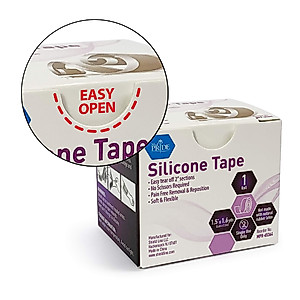 MEDPRIDE Easy-Tear Silicone Gel Tape Roll-1.5 Inch x 1.6 Yards- Medical Grade Wound Dressing, Sticky Bandage, Water + Shower-proof- Latex-Free, Adhesive, Soft + Flexible, Pain-Free Removal + Switching
