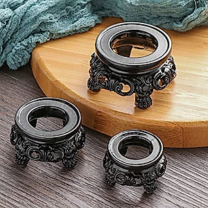 PLUT Crystal Ball Base, Resin Display Stand Base for Crystal Ball Sphere Globe, Natural Carved Hollow Sphere Pedestal Decorative Globe Holder(L)