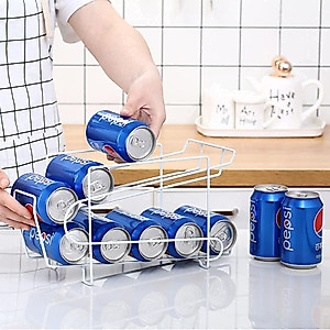 Povinmos Soda Can Rack Beverage Dispenser, Can Organizer Holds up to 10 Cans for Refrigerator, Kitchen Cabinet or Pantry-Dispenser 10 Standard Size 12oz Soda Cans or Canned food