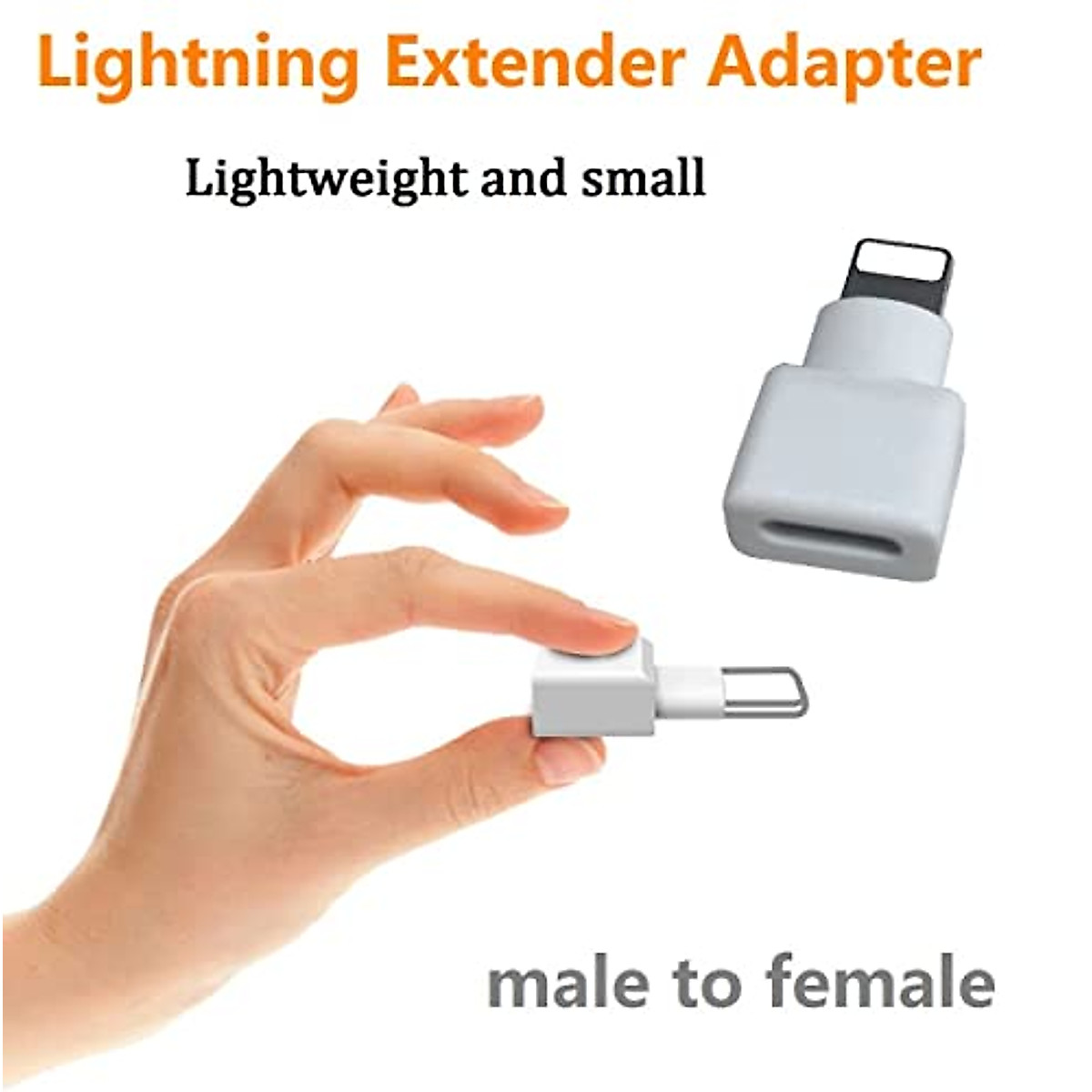 2Pack Lightning Extender Adapter Apple MFI Certified iPhone Charger Extension Cable Male to Female Dock Extender Compatible with iPhone 13 12 11 X XS XR 8 7 6 5 Transfer Audio Video Data Charging