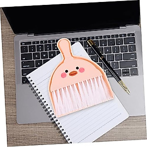 1 Set Mini Hand Broom Dustpan Pets Animal Waste Cleaning Tool Housekeeping Dust Pan Keyboard Broom Brush Small Cleaning Brush Table Crumb Sweeper Mini Handheld Broom Plastic Pink Mobestech