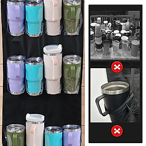 Ehzyaz Water Bottle Holder for Stanley Cup, 12 Pockets Large Capacity Water Bottle Organizer for Stanley 40oz Tumbler, Portable Foldable Hanging Bag for Door Kitchen Cabinet Pantry Bedroom