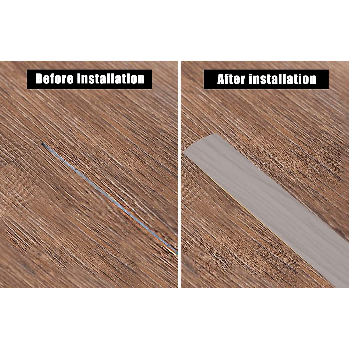 6.56 ft Floor Divider Strip Self Adhesive 2 inch Wide Floor Threshold Strip Vinyl Floor Edge Trim Floor Gap Covering Connecting Strip (Ash Wood Grain)