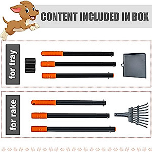 Niubya Pooper Scooper for Dogs, Metal Poop Scooper Tray and Rake Set with Adjustable Long Handle, Dog Pooper Scooper for Pet Waste Removal