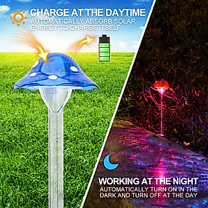 QEEPGG Solar Mushroom Lights Outdoor Pathway 6pcs, Multi-Color Changing Durable Plastic Cute LED Light, Solar Landscape Lights Waterproof for Lawn, Patio, Yard, Walkway, Driveway and Garden