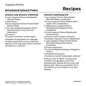 Augason Farms Dehydrated Spinach Flakes 8 oz No. 10 Can
