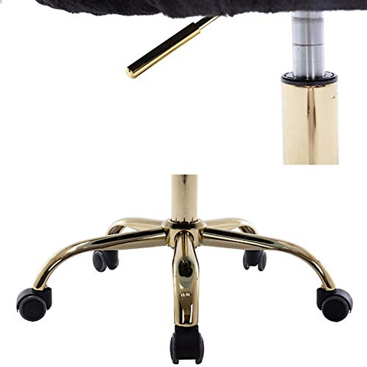 Wahson Home Office Task Chair with Wheels, Faux Fur Scallop Back Swivel Desk Chair, for Women, Teens, Girls Living Room, Vanity, Black