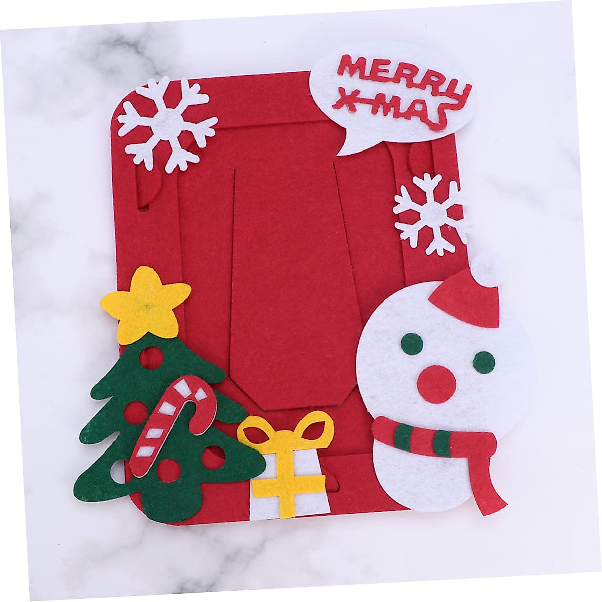 Veemoon Photo Frame Christmas Picture Frame Diy Christmas Ornaments Handmade Frame Red Picture Frame Kraft Picture Frame Decorative Picture Frames Red Decorations Embroidery Child Manual