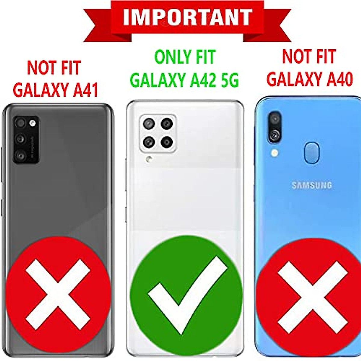 STARSHOP Samsung Galaxy A42 5G Phone Case, with [Tempered Glass Screen Protector Included], Military Grade Shockproof Protective Dual Layer Phone Cover with Metal Ring Kickstand - Navy