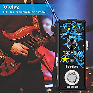 Vivlex LEF-327 Vibe Vibrato Tremolo Trill Pedal Classic Optical Mini Analog Trelicopter Guitar Effects Stompbox for Electric Guitar True Bypass Footswitch
