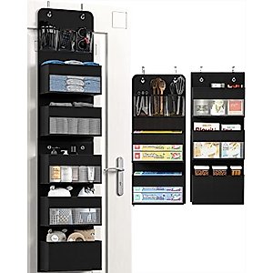 Hioya Over Door Organizer, 6 Shelf Camper Storage, RV Bathroom Storage, Behind the Door Storage Organizer, Wall Mount Back of Door Hanging Organizers for Toy Diaper Bedroom Closet (Black)
