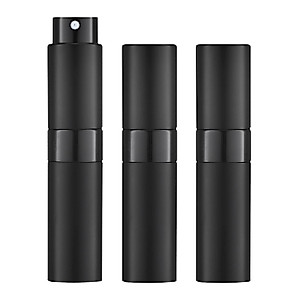 LISAPACK 8ML Atomizer Perfume Spray Bottle for Travel (3 PCS) Empty Cologne Dispenser, Portable Sprayer (Black)