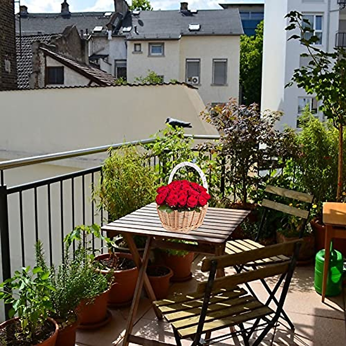 Hemoton Fruit Vegetable Storage Basket Wicker Rattan Flower Basket Willow Handwoven Flower Girl Baskets for Farmhouse Wedding Table Centerpiece Rustic Courtyard Indoor Decor 25x20cm