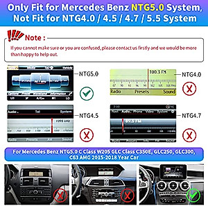 Road Top Wireless Carplay Retrofit Kit Decoder for Mercedes Benz NTG5.0 C Class W205 GLC 2015-2018 Year Car, Support Wireless Android Auto, Mirrorlink, Reverse Camera