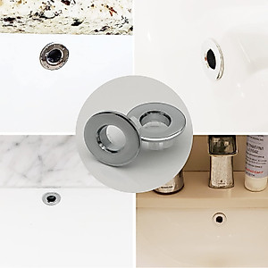 DEAKYNE 2 Pack Sink Overflow Ring Chrome Bathroom Vanity Sink Overflow Cover Insert in Round Trim Cap Brass Material