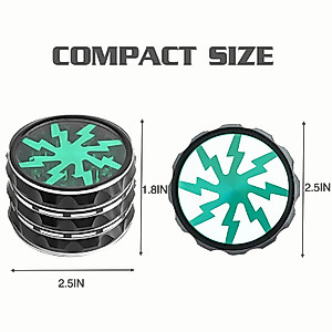 VRUPINZE 2.5 inch Large Grinder, Portable Aluminium Grinder with Clear Top, Black-Green