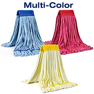 Matthew Cleaning Microfiber Tube Mop(Large,Blue,3Pack)Heavy Duty Mop Head Replacement,excellent absorbency,Premium launderability,Reusable,Loop end for Home,Commercial&Industrial Use-Incl.2Pcs Cloths