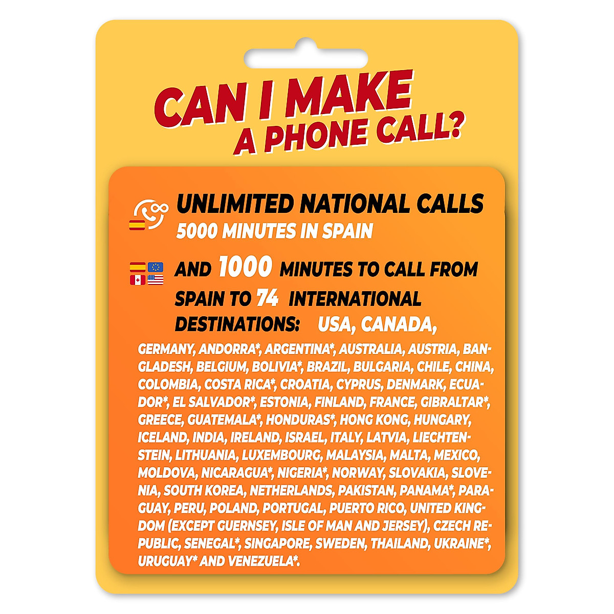 SIM Orange - 100GB Prepaid SIM Card Spain| 5€ Balance | 800 Minutes for Calls to The US and More Than 50 Countries | 16GB in Europe| Activation Online only at www. tourtech.Shop