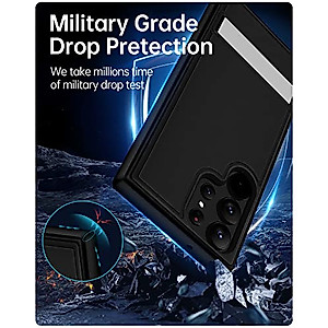 MonsGary Designed for Samsung Galaxy S23 Ultra Case with Stand [3 Kickstand Ways] [Military Shockproof Protection] Hard PC Back & Soft TPU Edge Phone Cover 6.8'' Mystic Black