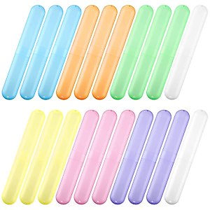 Boao 20 Pieces Travel Toothbrush Case Holder, Portable Toothbrush Storage, Classroom Pencil Case for Kids, 7 Assort Color Toothpaste Cover Protector for Travel Use
