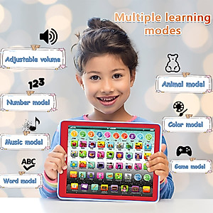 SPOGENN Learning Tablet Educational Touch Pad for Fun Learn Number ABCs Spelling Animal Green