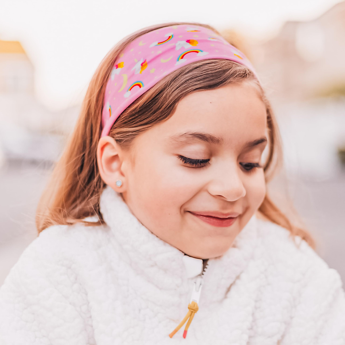 FROG SAC 3 Wide Headbands for Girls, Elastic Hair Bands for Kids, Soft Fabric Stretch Hair Accessories for Children, Cute Sports Yoga Girl Headband (Unicorn/Butterfly/Princess)