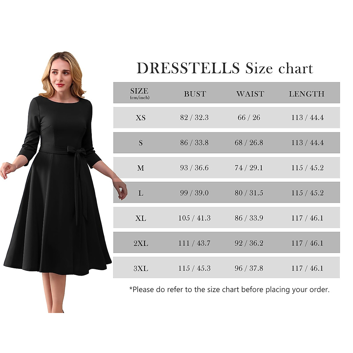 DRESSTELLS Cocktail Dress, Women's Wedding Guest Dresses, 3/4 Sleeves 1950s Vintage Tea Party Dress, 2023 Fall Church Dress, Fit and Flare Formal Prom Swing Dress Red Deer XL