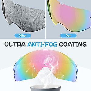 RIOROO Kids Ski Goggles, Toddler Ski Goggles Snowboard Goggles For Boys Girls Aged 3-14, 100% UV Protection OTG Ski Goggles