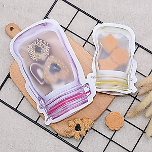 20 Pack Reusable Mason Jar Bottles Bags Cookie Jar Purse Food Storage Zip Lock Bags Kitchen Organizer Snacks, Bread, Cookies, Fresh Food Saver for Household Travel Camping, 10 Large & 10 Medium