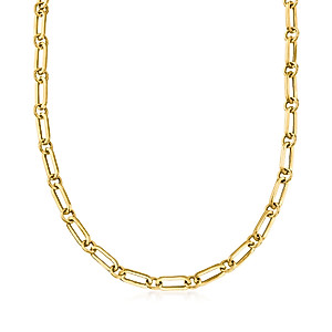 Ross-Simons Italian 18kt Gold Over Sterling Paper Clip Link Necklace. 16 inches
