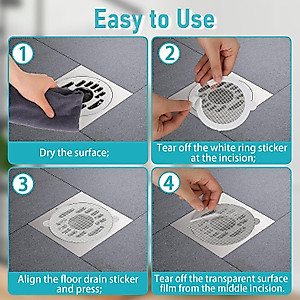 4" X 4" Flower Shape Disposable Hair Drain Stickers, Shower Drain Cover Hair Catcher Mesh Stickers, Floor Drain Filter Stickers Hair Catcher, Hair Drain Sticker for Bathroom, Laundry, Bathtub 10Pcs