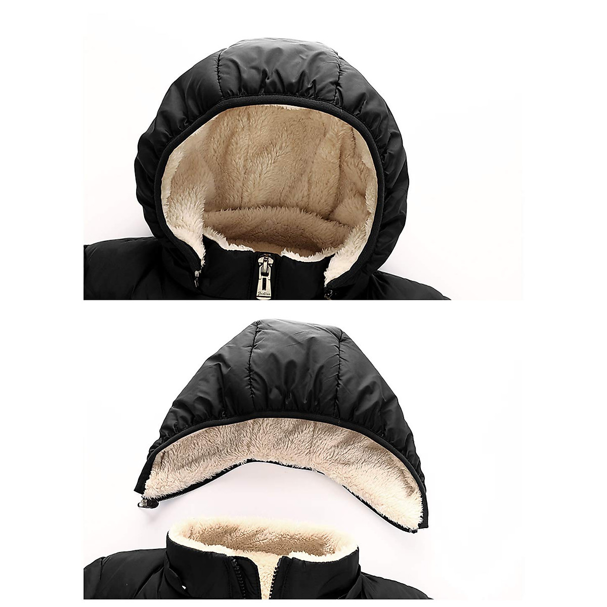 Happy Cherry Toddler Snowsuit Soft Thick Long Sleeve Jacket with a Removable Hooded Zipper Clothing Black Large