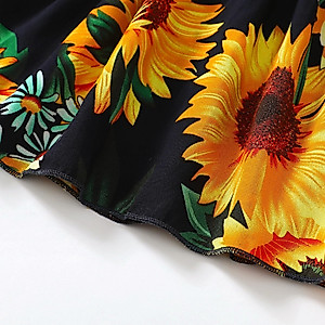 Magic Park Baby Girl Dress Toddler Girl Summer Princess Dresses Kids Holidays Skirt Beach Outfits (Black Flower, 18-24 Months)