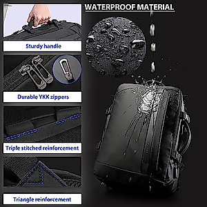 JHORENY Travel Laptop Backpack for Men Flight Approved 30L Carry-On Backpack Waterproof Hand Bags Anti-Theft Business Backpack with USB Charging Port, Fits 15.6 Inch Laptop - Black