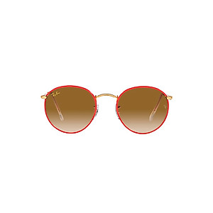 Ray-Ban RB3447JM Round Full Color Sunglasses, Red On Legend Gold/Clear Gradient Brown, 50 mm