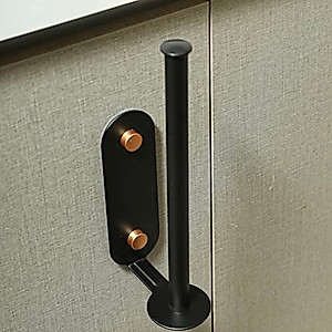 Paper Towel Holder Under Cabinet, Self Adhesive Black Paper Towel Holder for Kitchen Under Counter Cabinet Bathroom, for Holding Paper Towel, Plastic Wrap, Tin Foil, Toilet Paper Roll