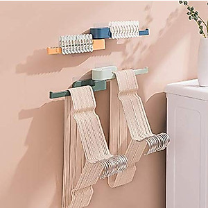 Wall Mount Hanger Organizer,Clothes Hanger Storage Rack Organizer,No Drilling Rotating Design Hanger Holder for Home,Closet, Laundry Room (White+Grey)