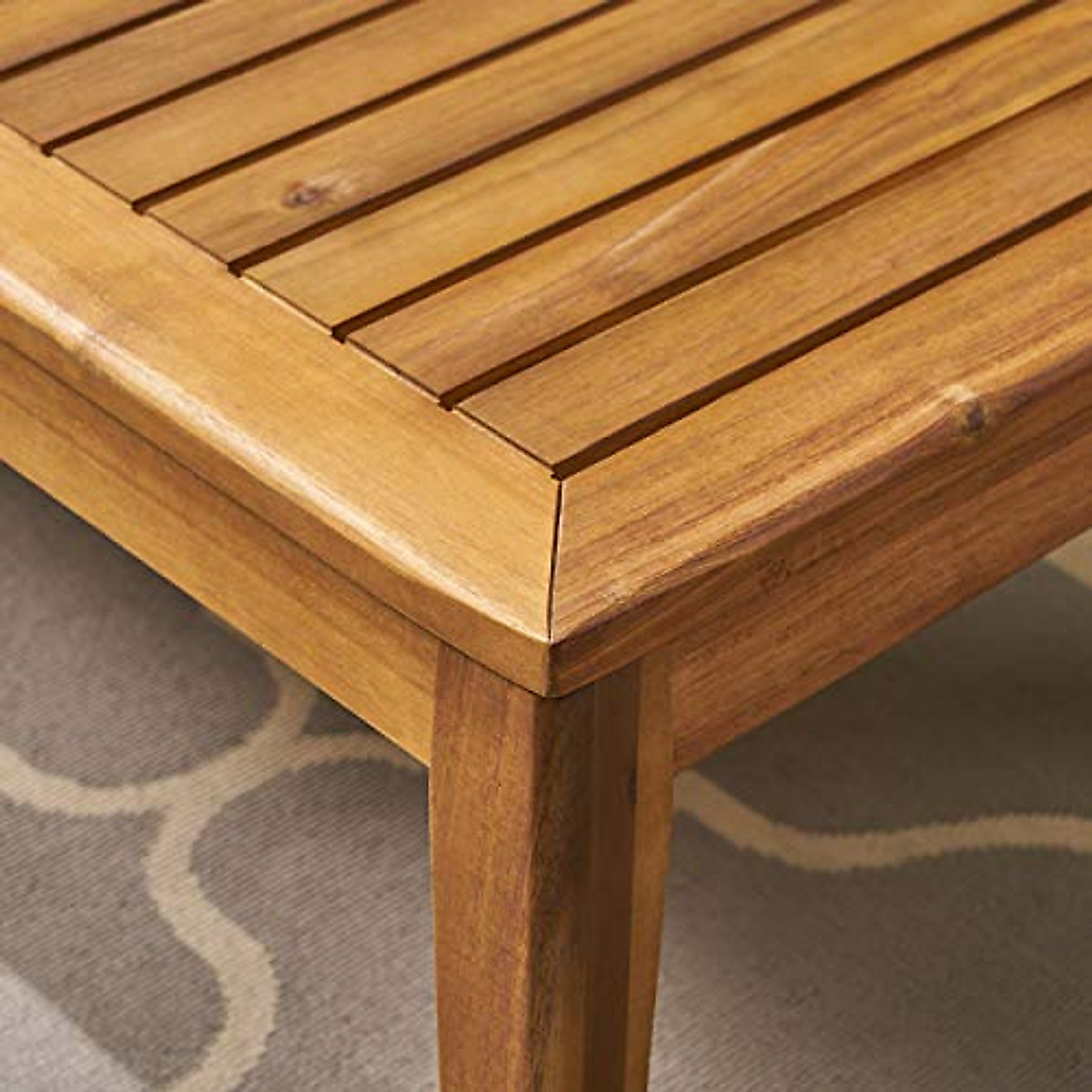 Christopher Knight Home Grenada Sectional Sofa Set | 5-Piece 3-Seater | Includes Coffee Table and Ottoman | Acacia Wood Frame | Water-Resistant Cushions | Teak and Beige, Finish