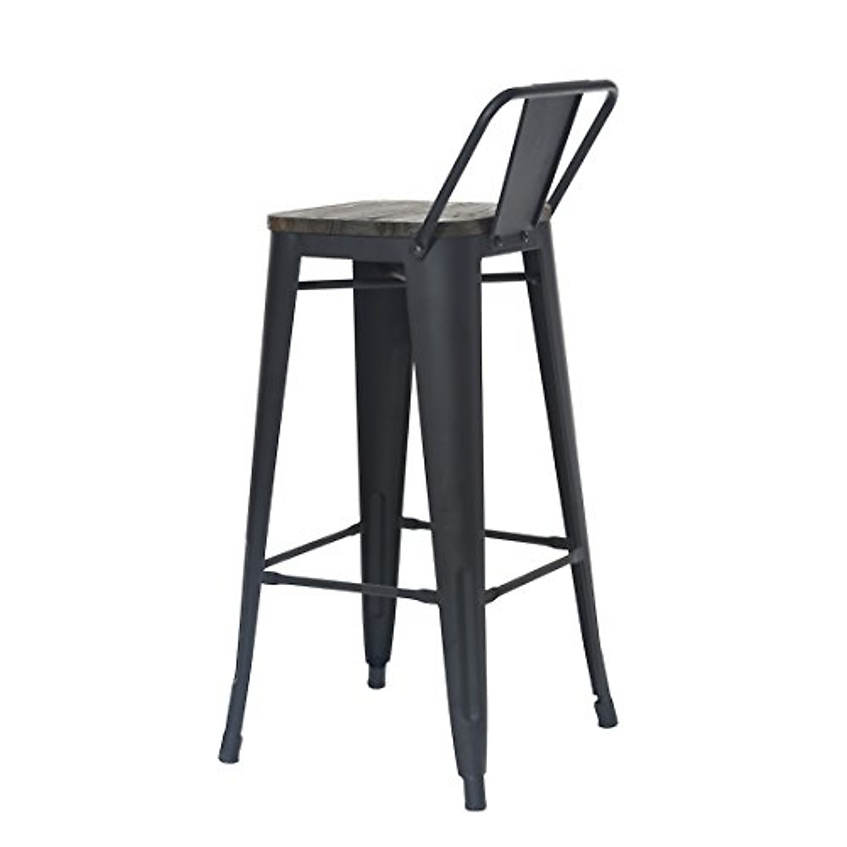 ZHENGHAO 30 Inch Bar Stools Set of 4, Metal Counter Height Stools with Low Back Industrial Stackable Bar Chairs Indoor for Kitchen/Dining/Patio, Matte Black