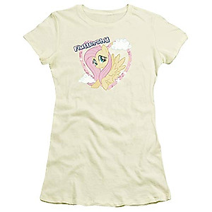 My Little Pony Fluttershy Juniors' Sheer Fitted T Shirt, Small Cream