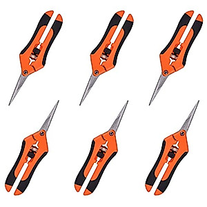 GROWNEER 6 Packs Pruning Shears Gardening Hand Pruning Snips with Straight Stainless Steel Precision Blades