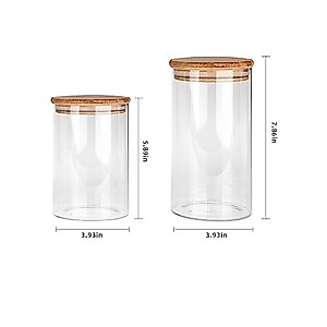 IZEJAZT Glass Jars With Bamboo Lids. 5 Pc Set of Air Tight Sealable Containers. Food Jar Canisters with Airtight Lid for Pantry Storage and Kitchen Organization.