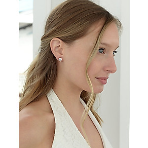 Mariell Champagne Gold Clip-On CZ Crystal Stud Earrings, 2 Carat, for Weddings, Brides, Birthday Gift