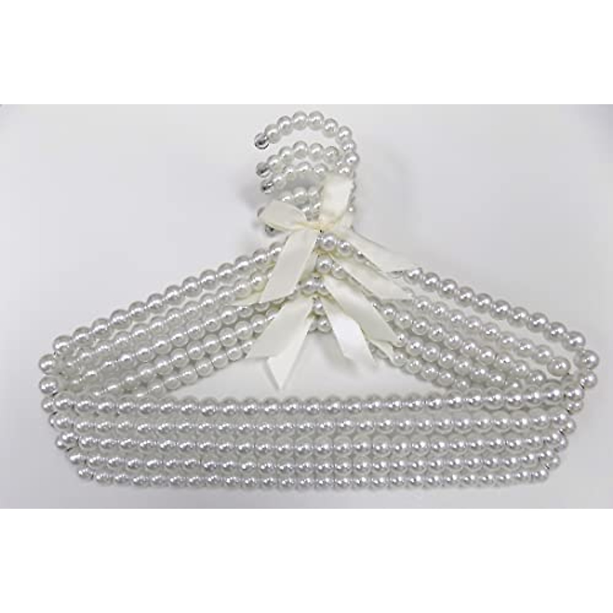 Pearl Clothes Beads Hangers for Kids Baby Girl Infant Toddler Childerns for Fancy Dress Closet Hanger Elegant Gift Ideas Metal Hangers (5 Pack) White