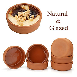 Clay Cooking Pots, 4.5" Terra Cotta, Clay Pots For Cooking - Rustic Clay Pan - Terra Cotta Hitit Dish – Turkish, Indian, Spanish, Mexican Cazuela Dishware / Cookware - Vintage Cooking Pot ( 6 Pack)