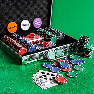 Poker Chip Set - 200PCS Poker Chips with Aluminum Case, 11.5 Gram Chips for Texas Holdem Blackjack